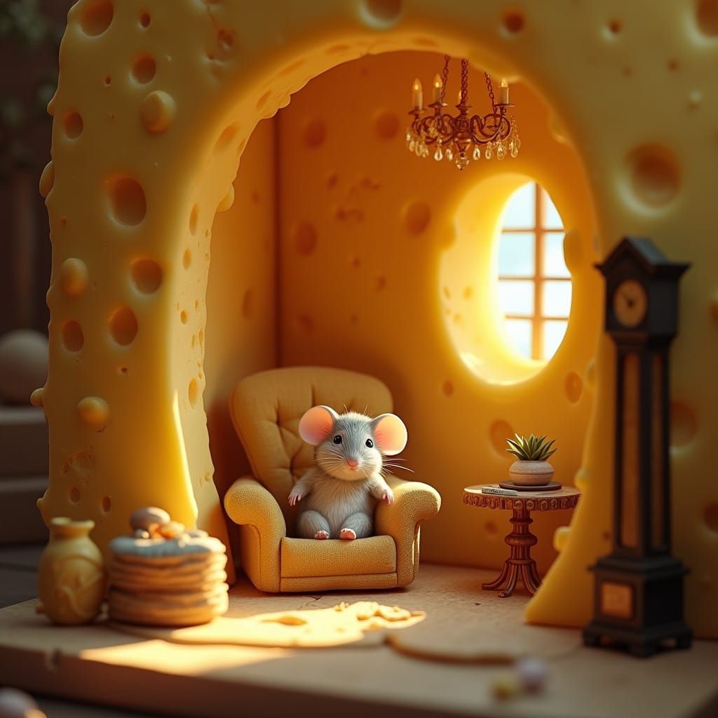 Enchanted Mouse Sanctuary in a Golden Cheese Fortr... - AI Art