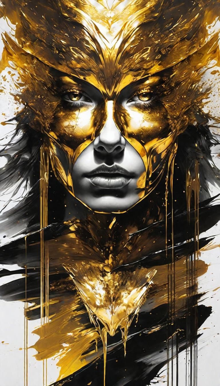 && Golden splash art portrait anime Art print. By Pino Daeni, Carne ...