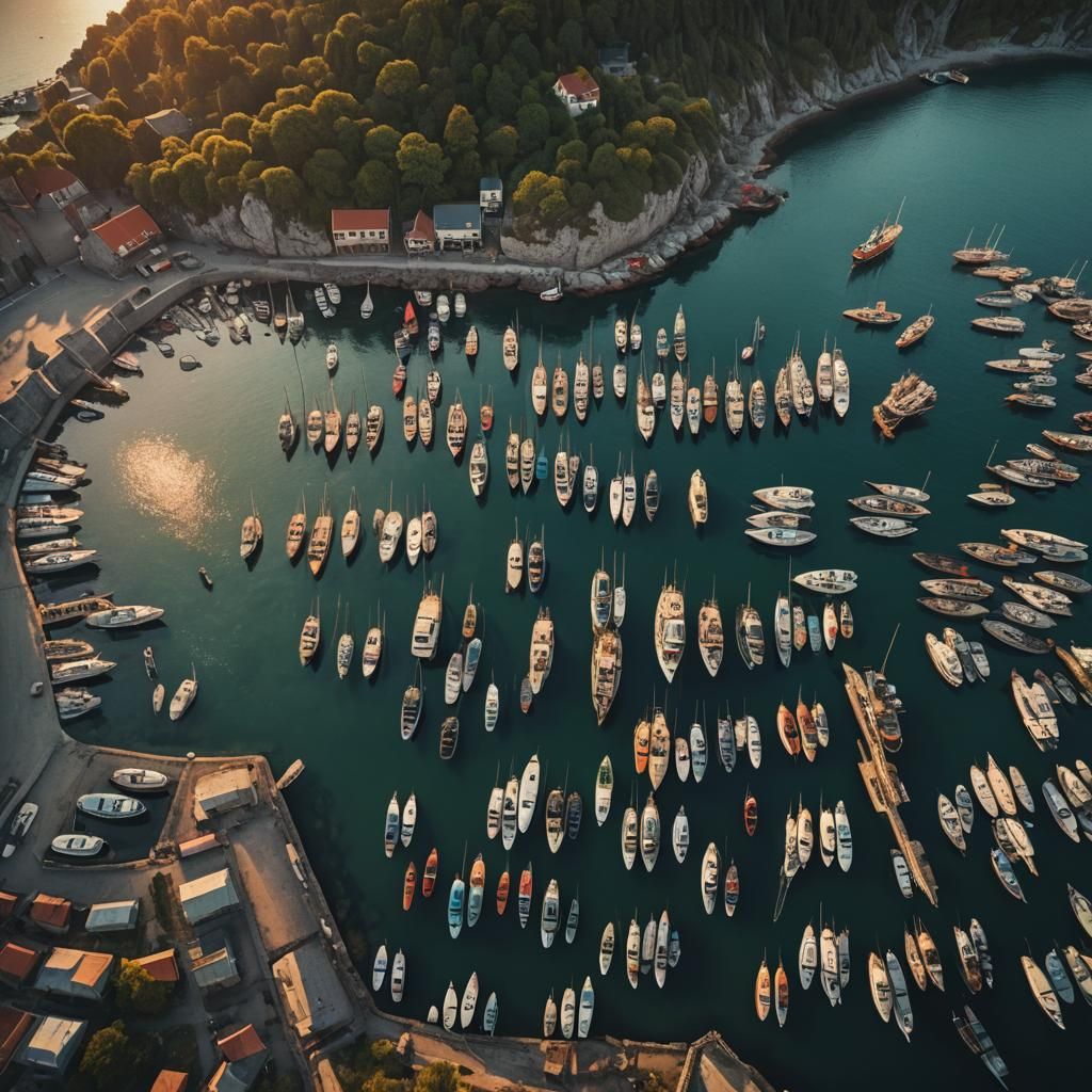 Drone view of a fantasy harbour - AI Generated Artwork - NightCafe Creator
