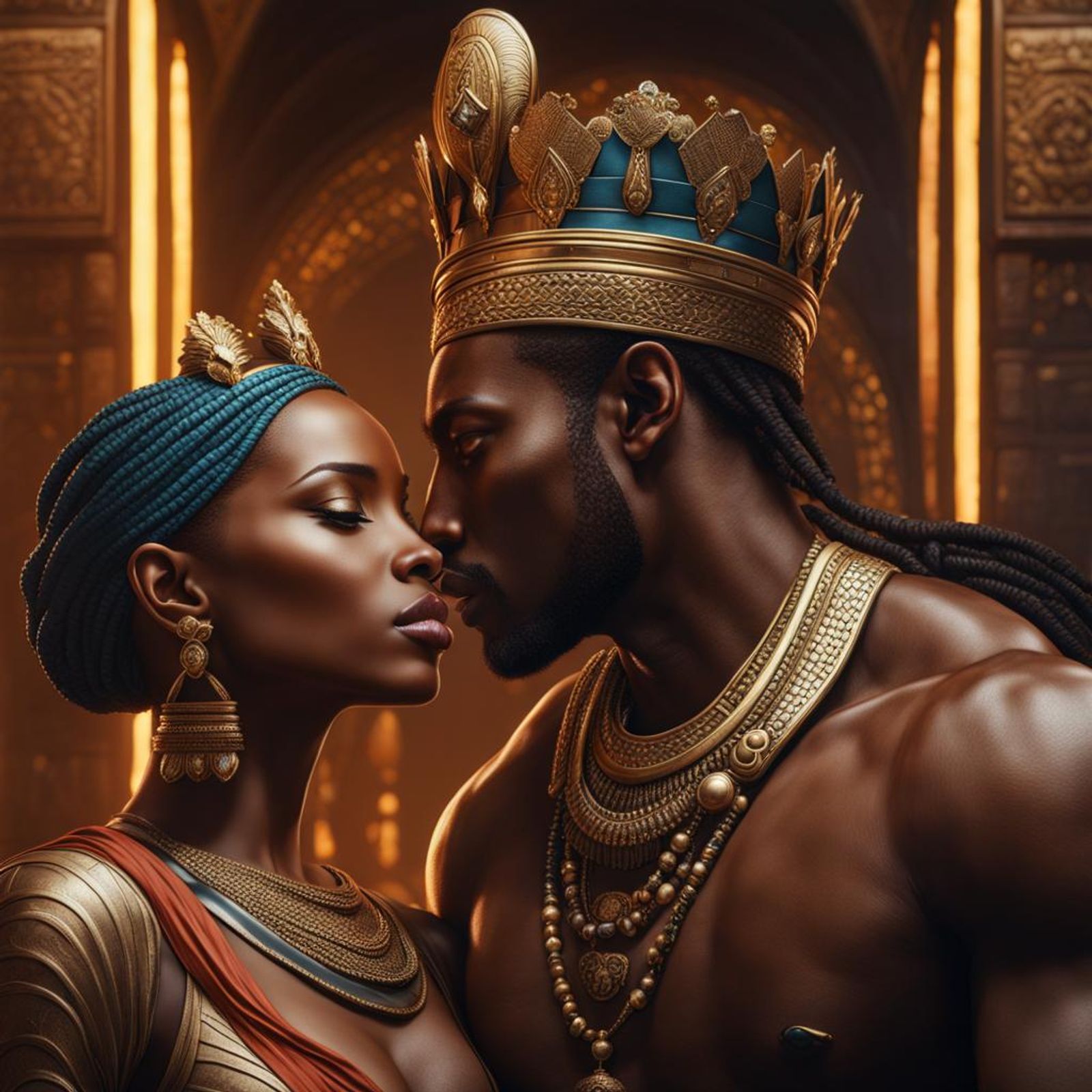 Nubian King kissing his Queen - AI Generated Artwork - NightCafe Creator