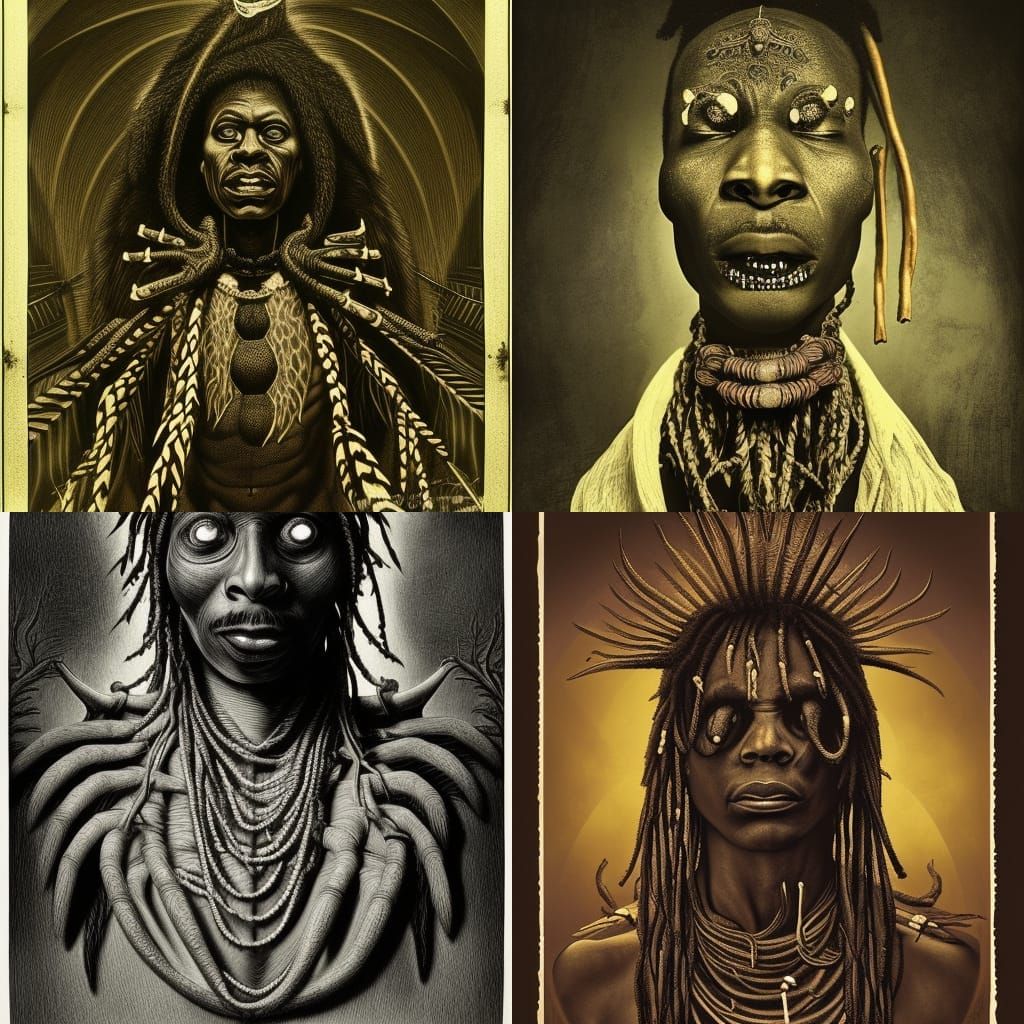 Photograph Portrait of a Demonic African Voodoo Priest Medicine Man ...