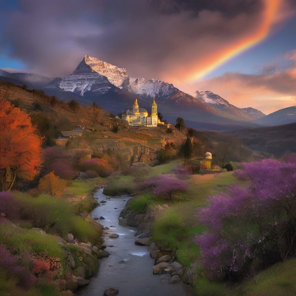 "an mesmerizing landscape - Ethereal Emerald Valley Panora...