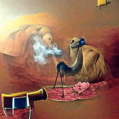 Surreal Camel Smoking Sheesha Pipe - AI Art