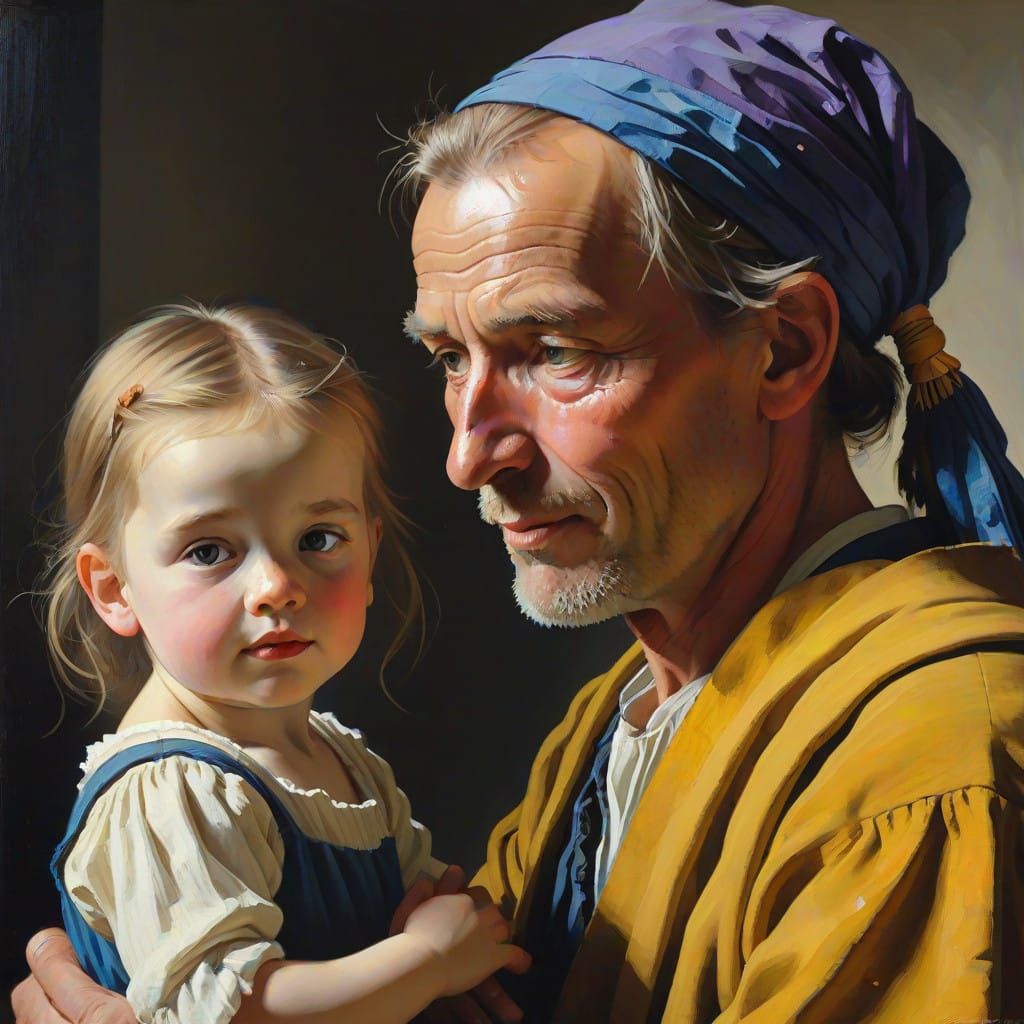 Subtle emotions. Portrait of a Dutch father with his child