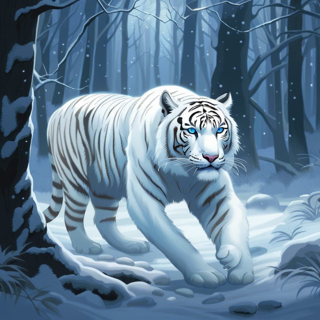 Enchanted White Tiger - AI Generated Artwork - NightCafe Creator