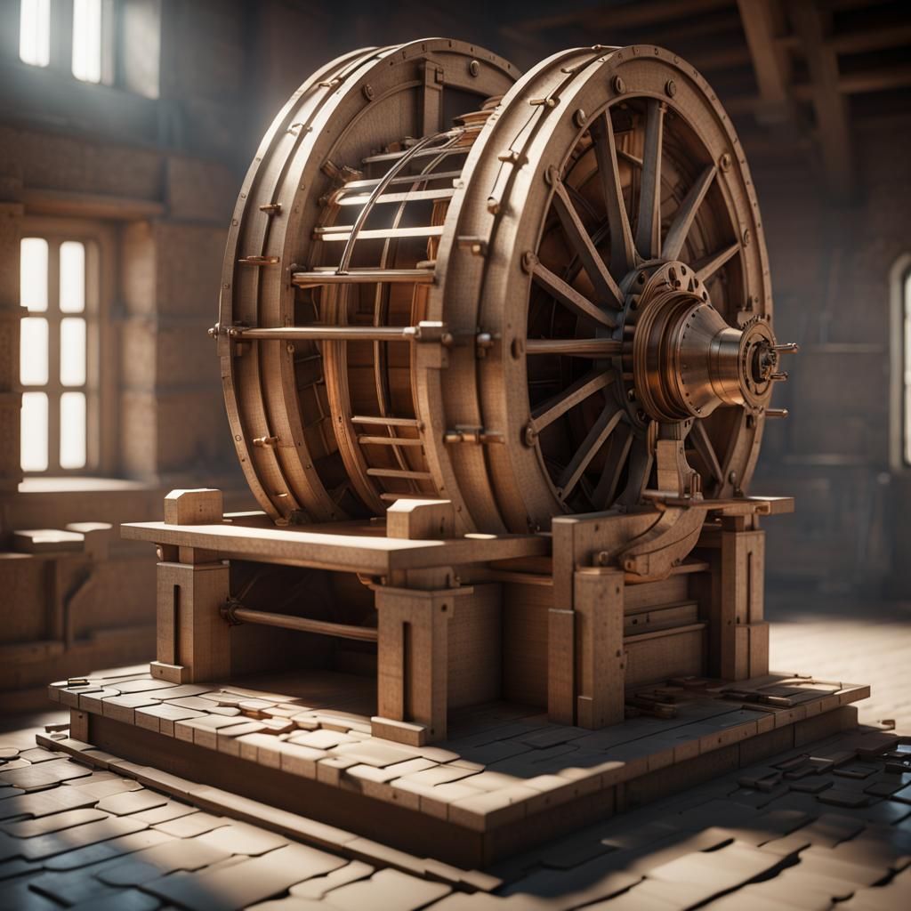 Model of a Roman water-powered grain-mill described by Vitruvius. The ...