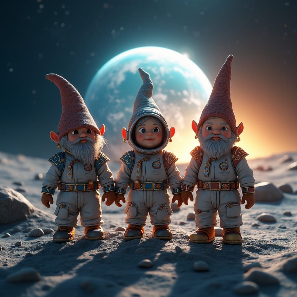 Gnomes on the Moon: An Intricate Space Odyssey in ... - AI Art