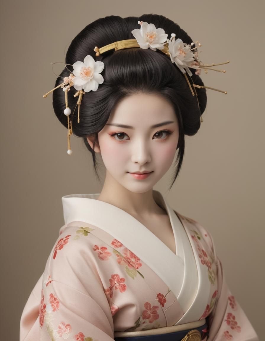 Geisha Lady (variations) - Traditional Japanese Geisha in El...