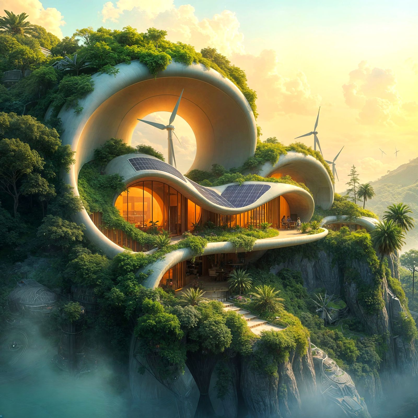 Solarpunk Sustainable House- Daily challenge #806 - NightCafe Creator