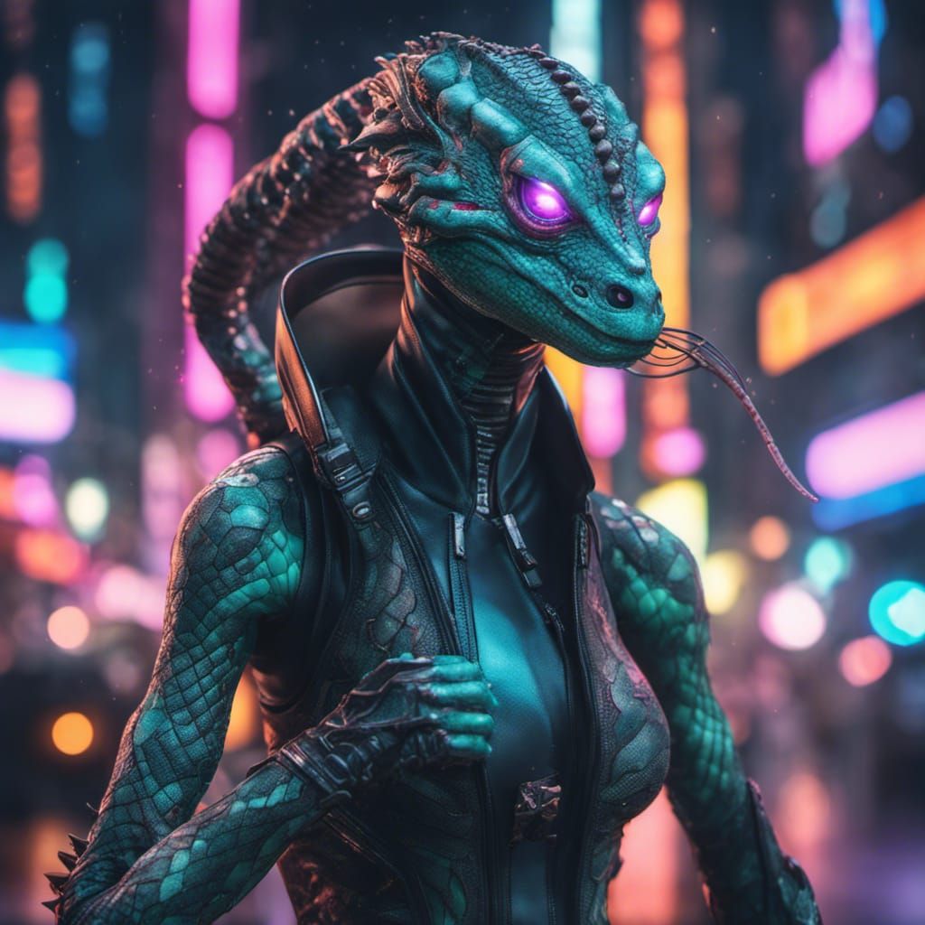 Cyber lizard lady - AI Generated Artwork - NightCafe Creator