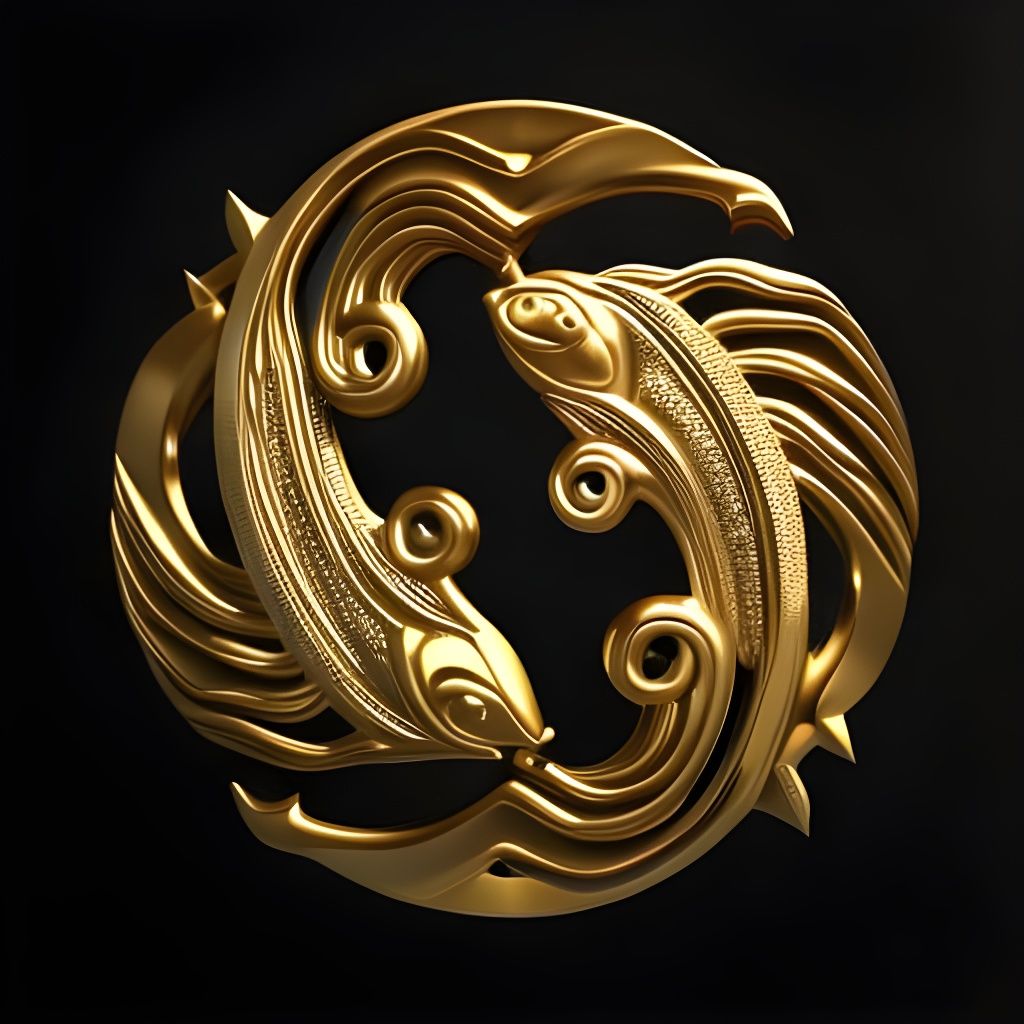 an Auspicious Symbol in Buddhism, the pair of symmetrical golden fish ...