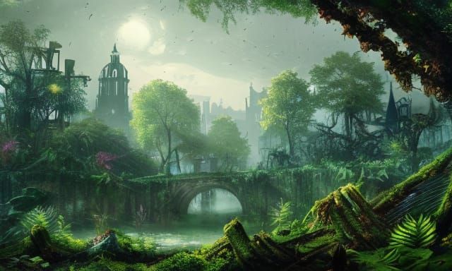 jungle overgrown Amsterdam city in ruins - AI Generated Artwork ...