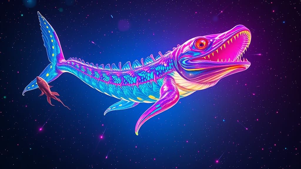 Little Leviathan - 02 - Cosmic Deep-Sea Serpent in Neon Irid...