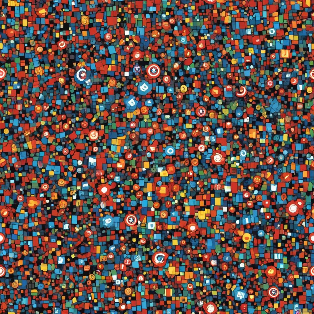 Pixel art, marvel, DC, abstract art complementary colors fine details ...