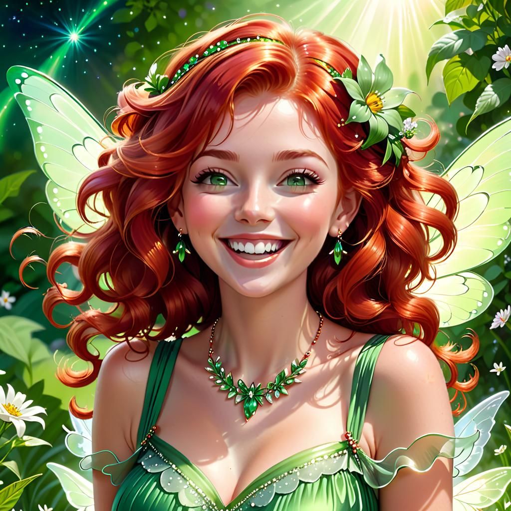 Beautiful Laughing Redhead Fairy - AI Generated Artwork - NightCafe Creator