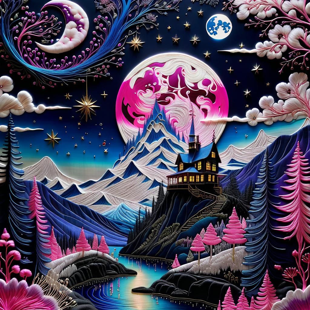 Dreamweaver's Heaven - Embroidered - AI Generated Artwork - NightCafe Creator