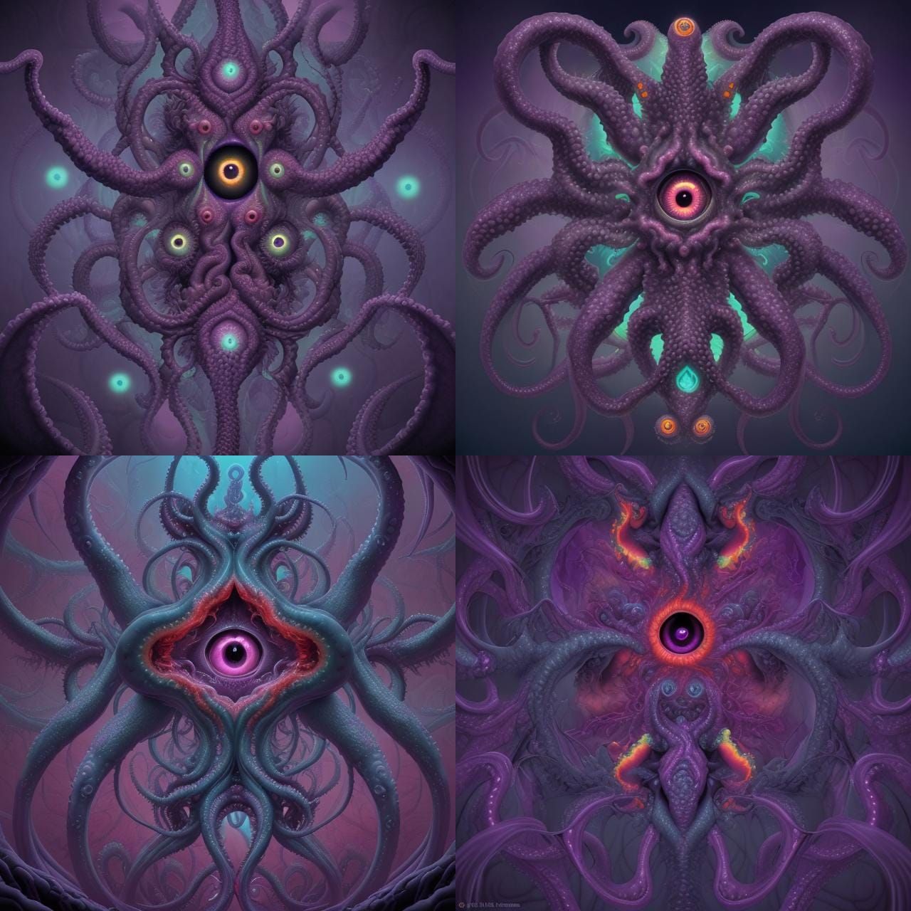 symmetric lovecraftian monsters - AI Generated Artwork - NightCafe Creator