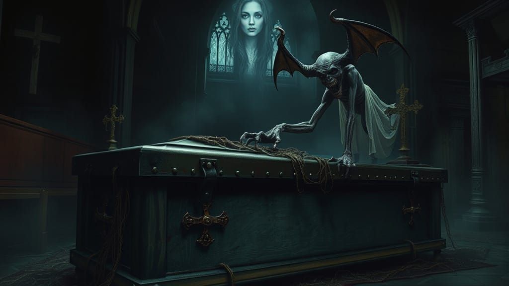 Grotesque Devil Awakens in Haunted Church - AI Art