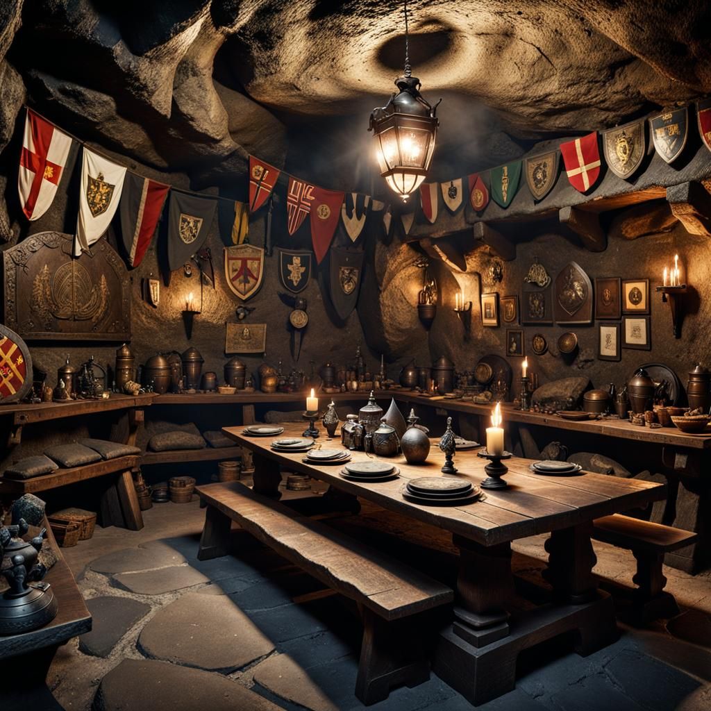 Medieval Lair in a rock cave - AI Generated Artwork - NightCafe Creator