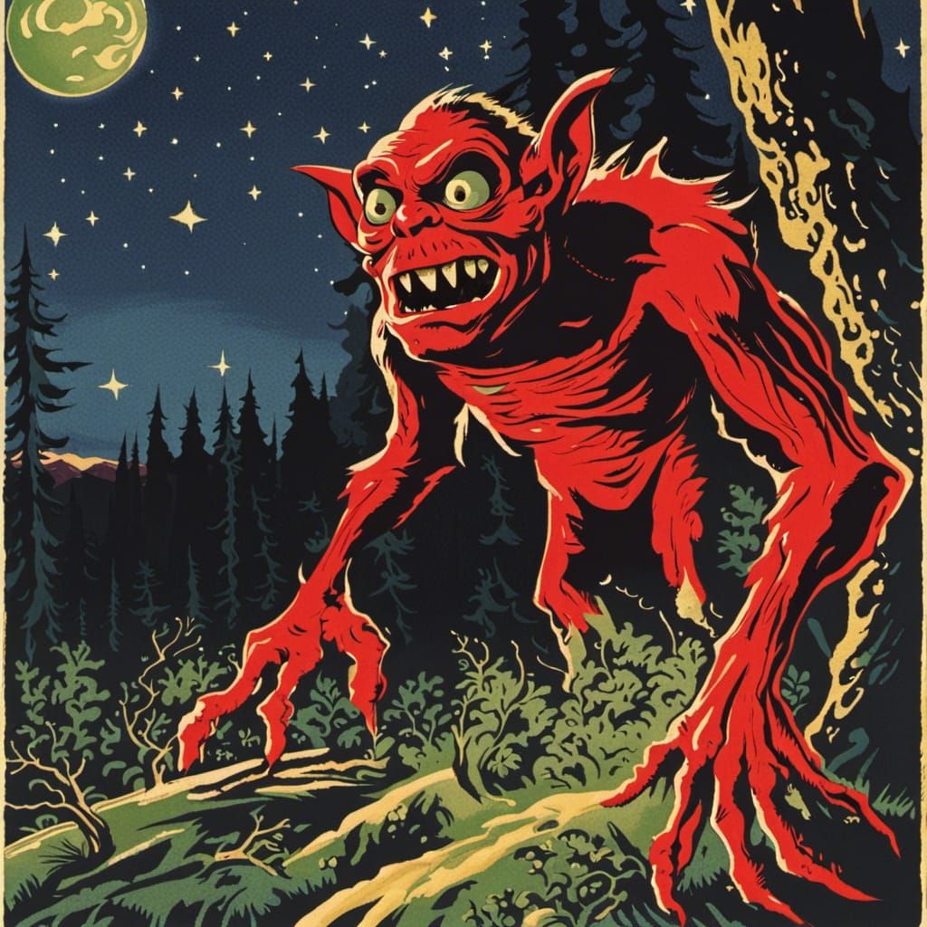 The Red Thing from the Woods - AI Generated Artwork - NightCafe Creator