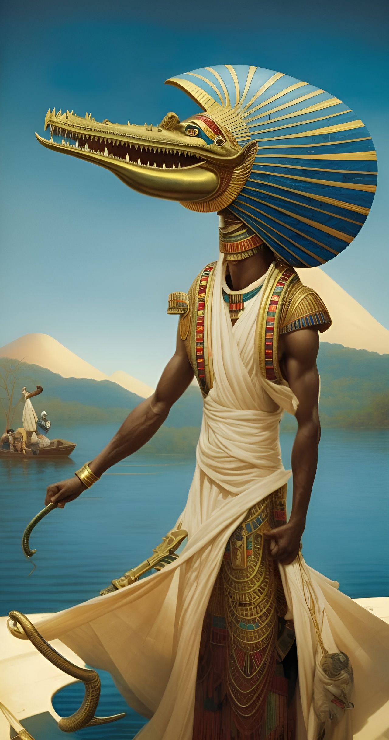 Sobek on the Nile 1 - AI Generated Artwork - NightCafe Creator