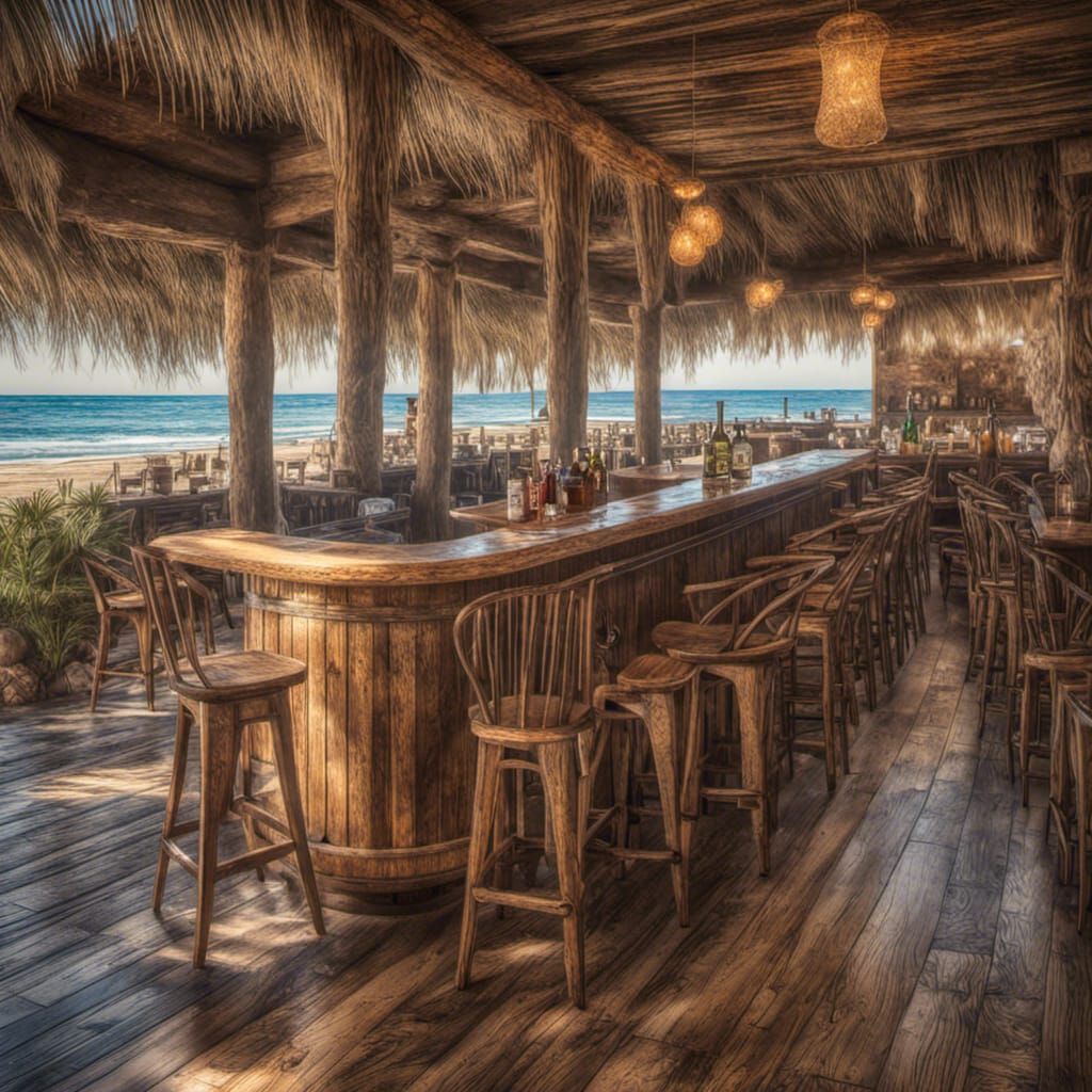Bar on the Beach.rustic style.made of wood,pine wood floors.wooden ...