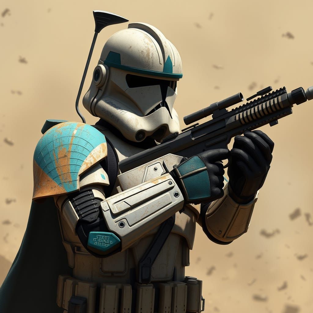 Hyper-Realistic Clone Trooper in Weathered Phase I... - AI Art