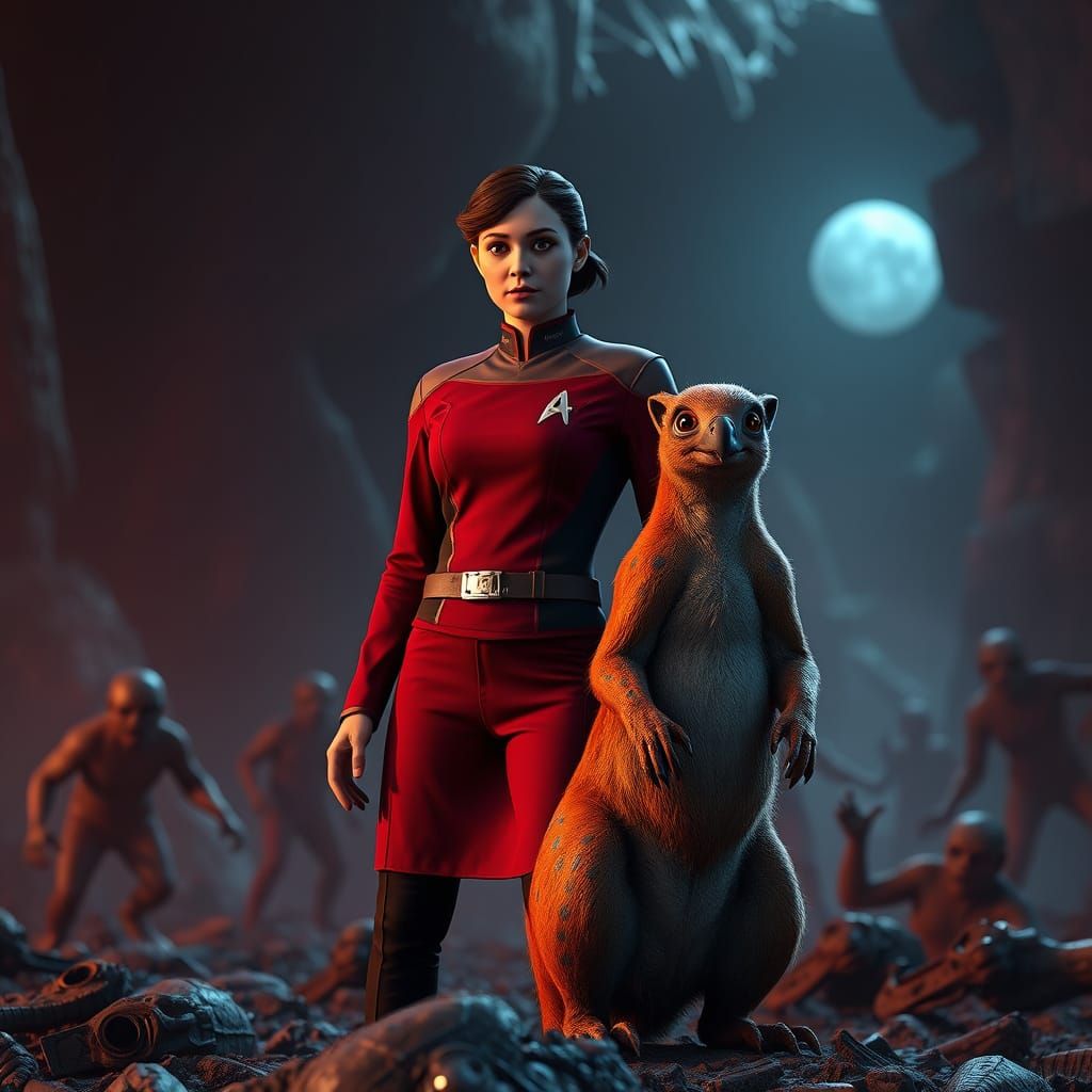 Heroic Starfleet Officer in Alien Zombie Apocalyps... - AI Art