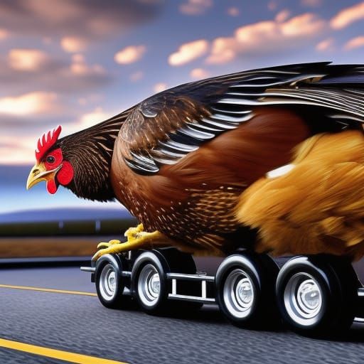 A Chicken driving in the fast lane. - AI Generated Artwork - NightCafe ...