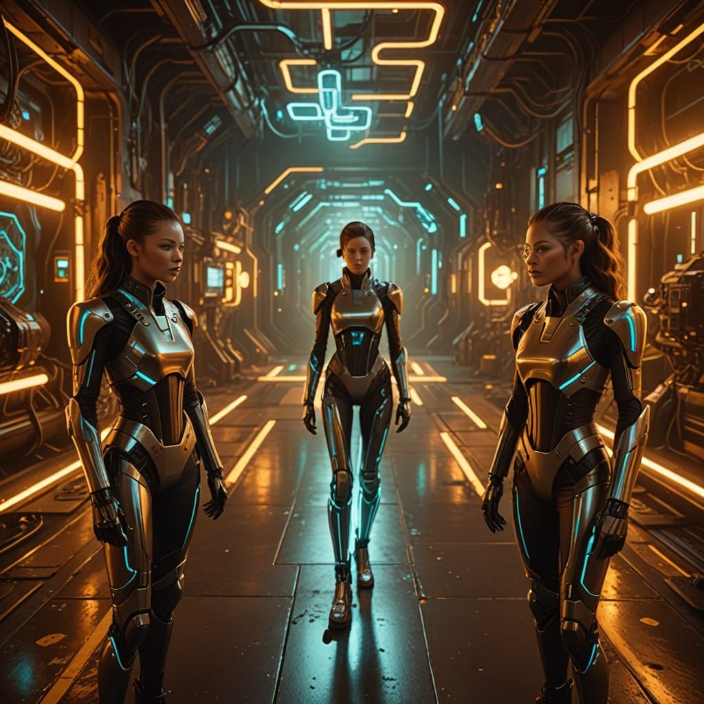 Cyberpunk Cyborgs Harness Ether Power in Hazardous... - AI Art