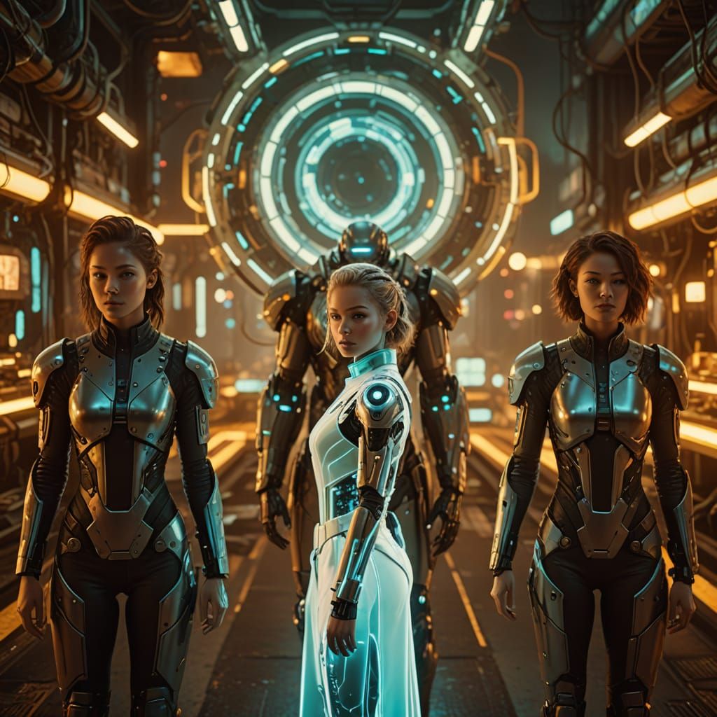 Cyborgs Harnessing Krell Ether Power in Neon-Lit F... - AI Art