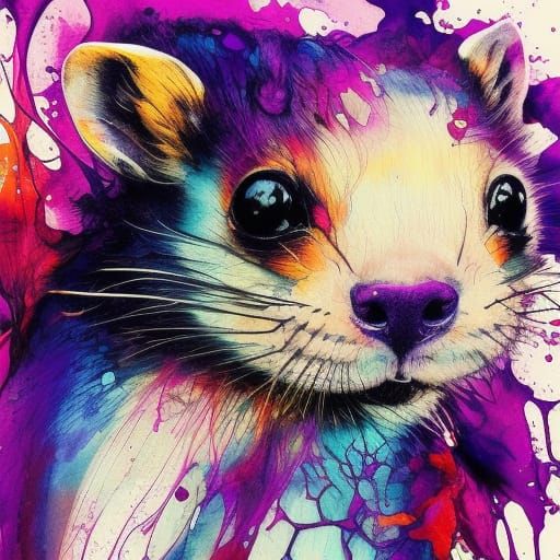 Splash Art Purple Ferret - AI Generated Artwork - NightCafe Creator