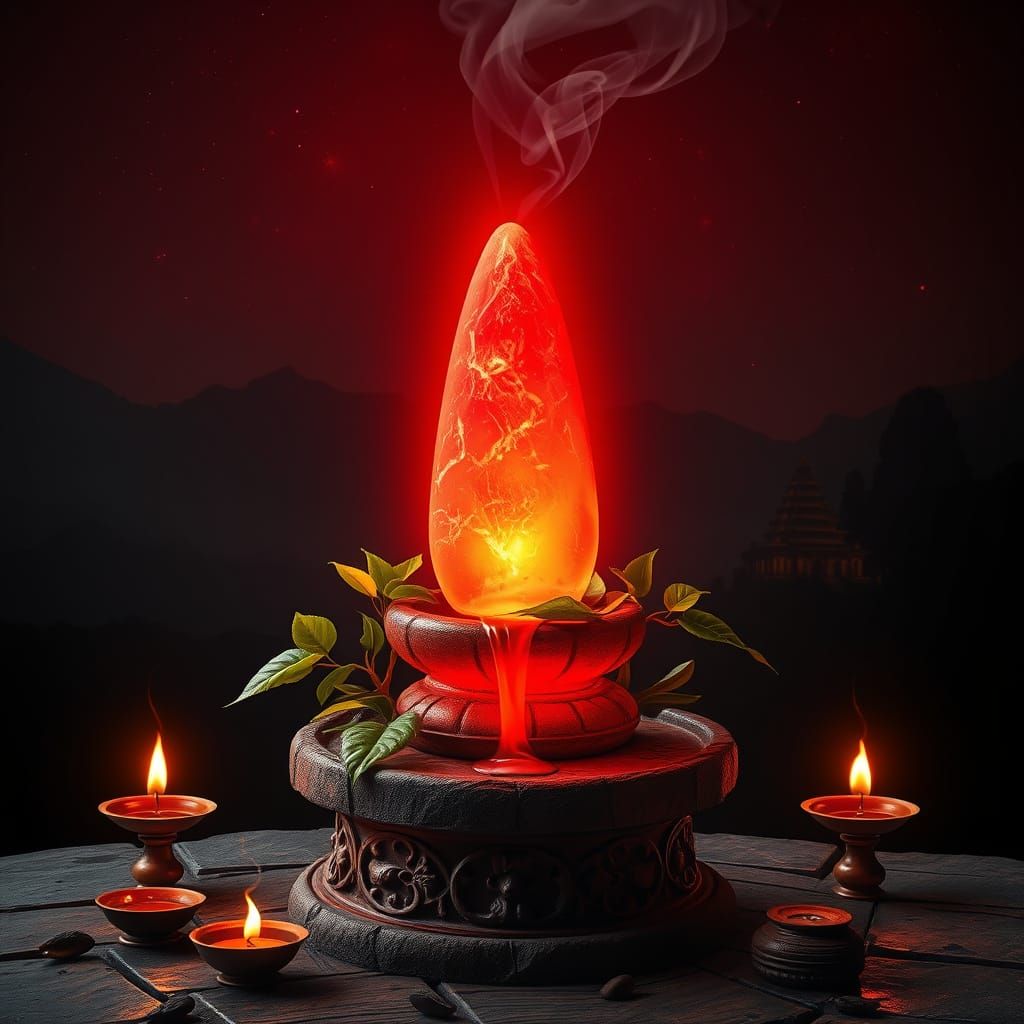 Surreal Shiva Lingam in Cosmic Splendor - AI Art