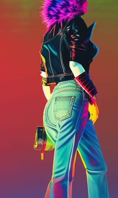 Purple haired punkette - AI Generated Artwork - NightCafe Creator