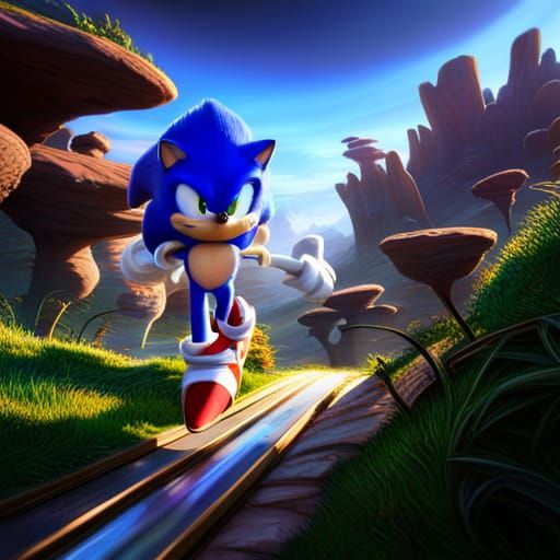 Sonic the hedghog,a fast blue blur breaking the speed of sound - AI ...