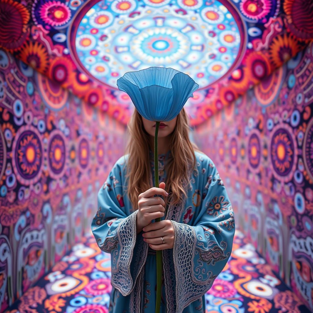 Ethereal Hippie Goddess in Cosmic Surrealist Dream... - AI Art