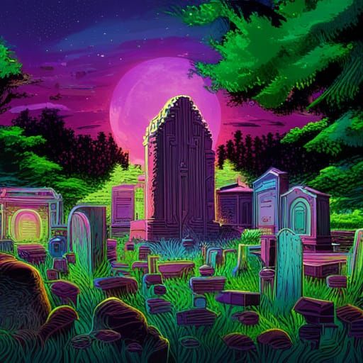 Cosmic Neon Nightfall and Eternal Slumber - AI Generated Artwork ...