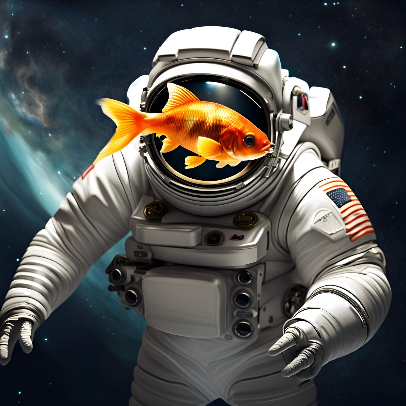 A Real Gold Fish Astronaut in Interstellar Space. - AI Generated ...