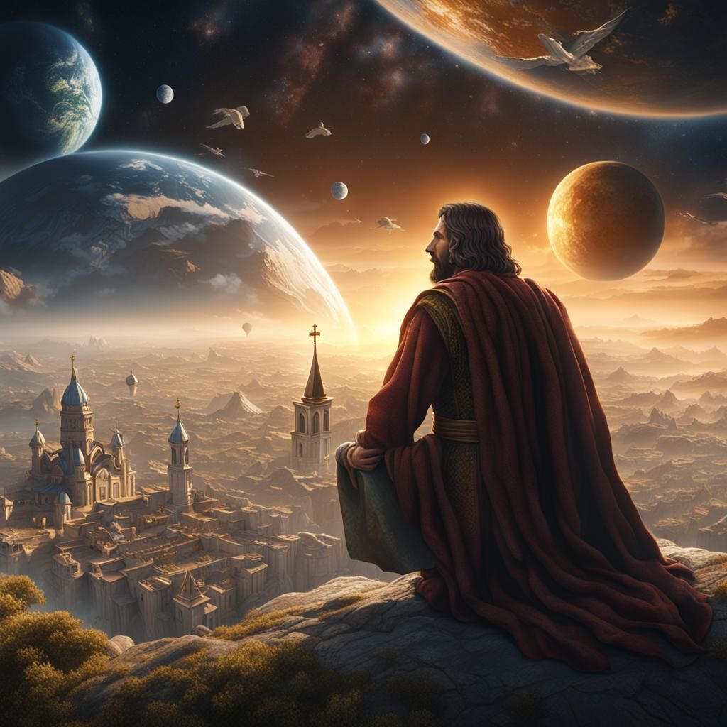 Jesus watching over Earth - AI Generated Artwork - NightCafe Creator
