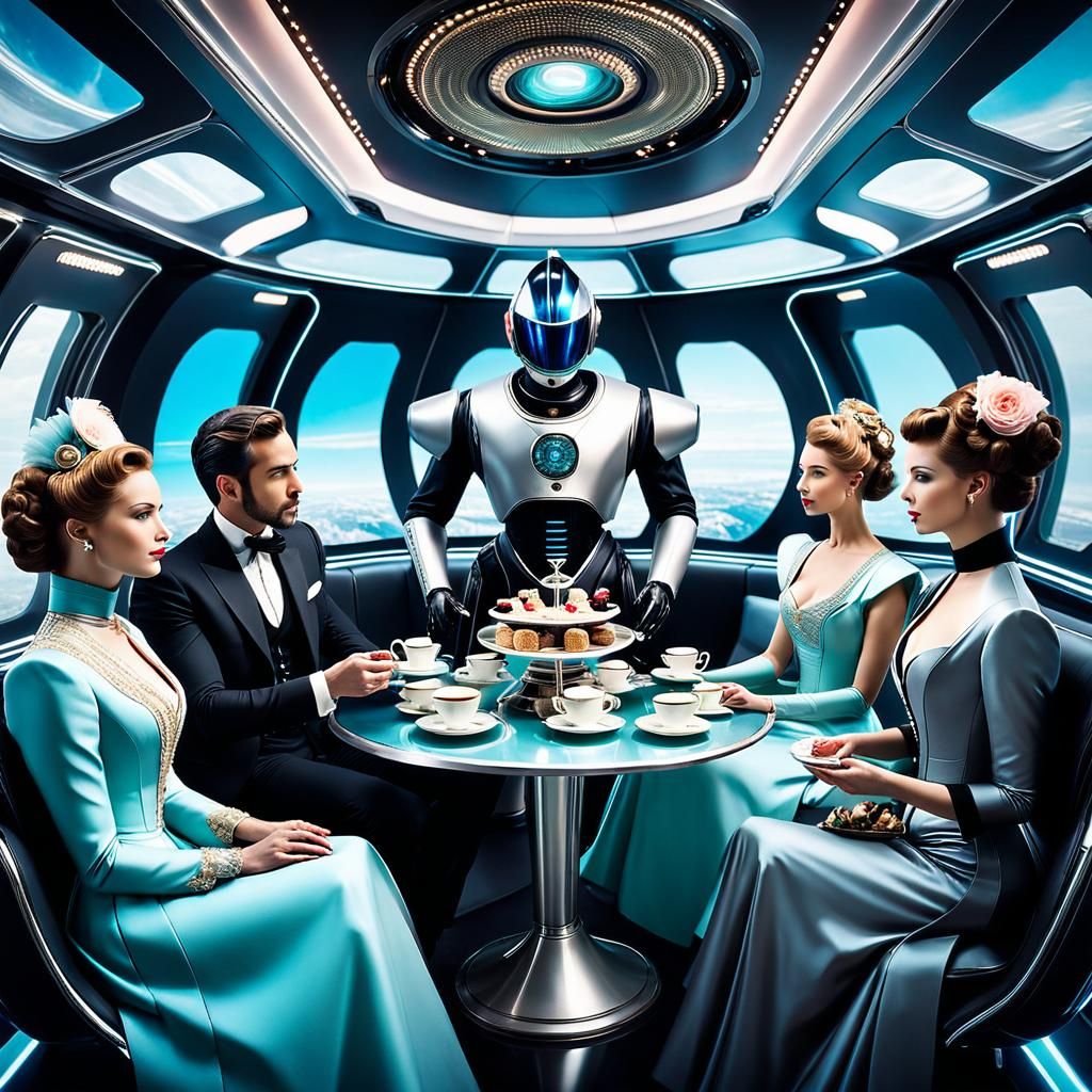 Victorian Space Tea Party - AI Generated Artwork - NightCafe Creator