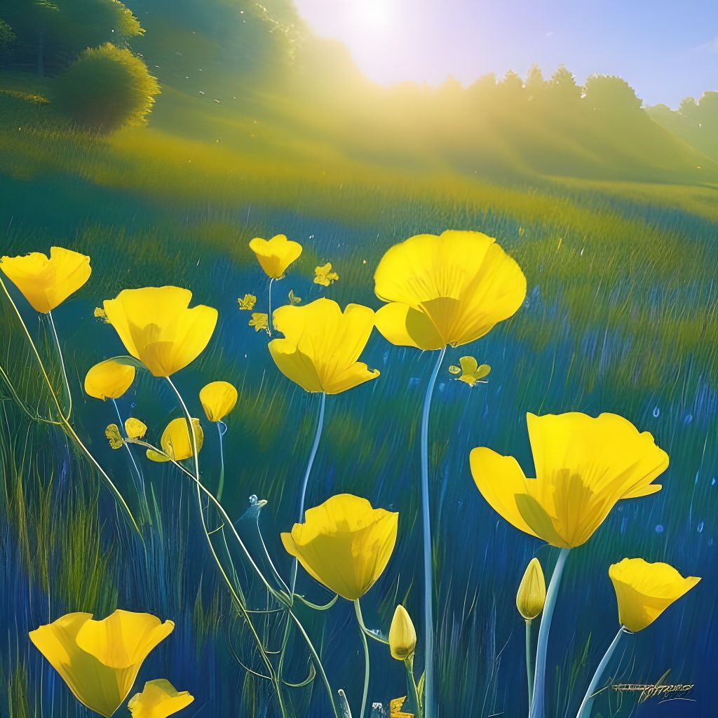 Simple sunny meadows - AI Generated Artwork - NightCafe Creator