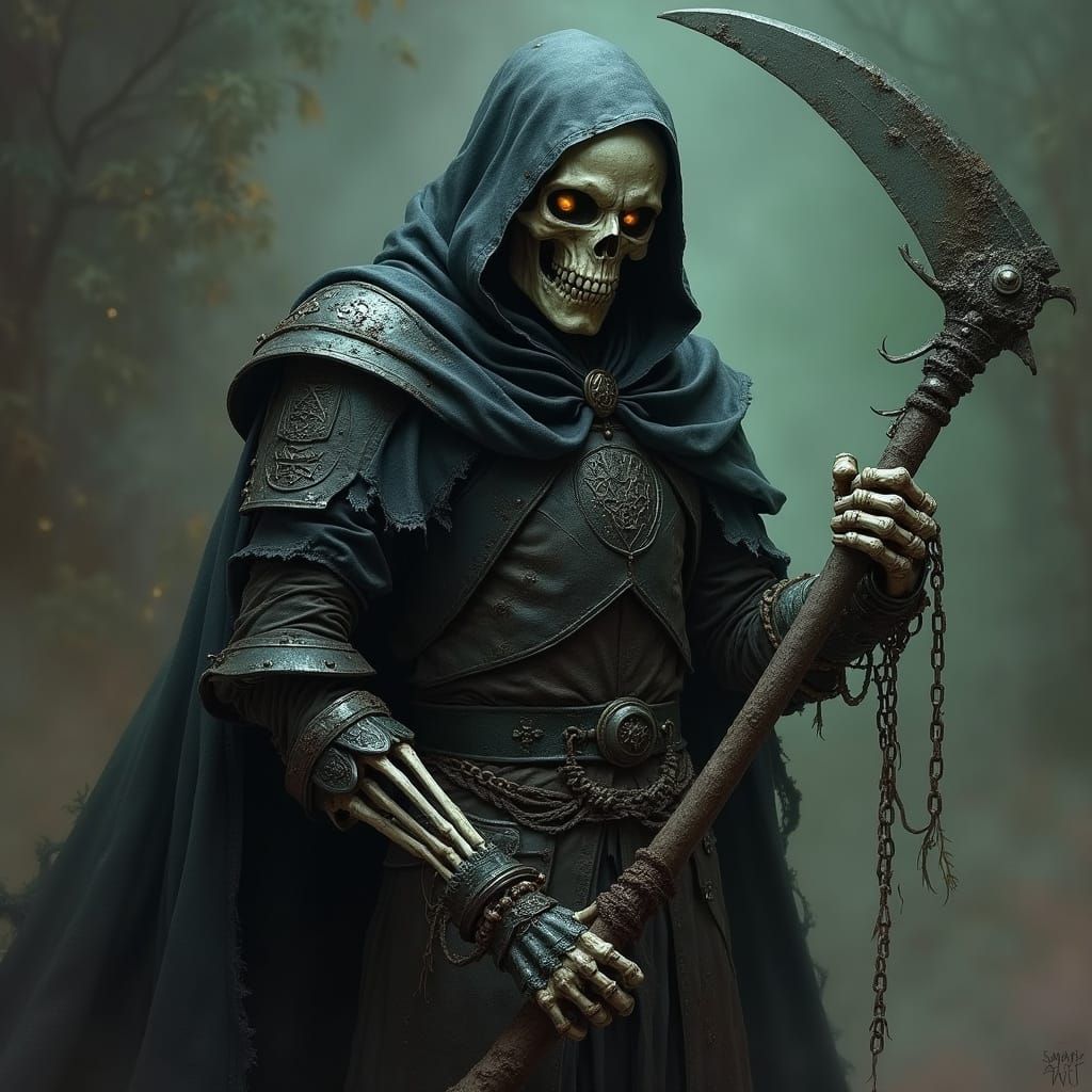 Skeletal Death Knight Villain in Dark Fantasy Styl... - AI Art