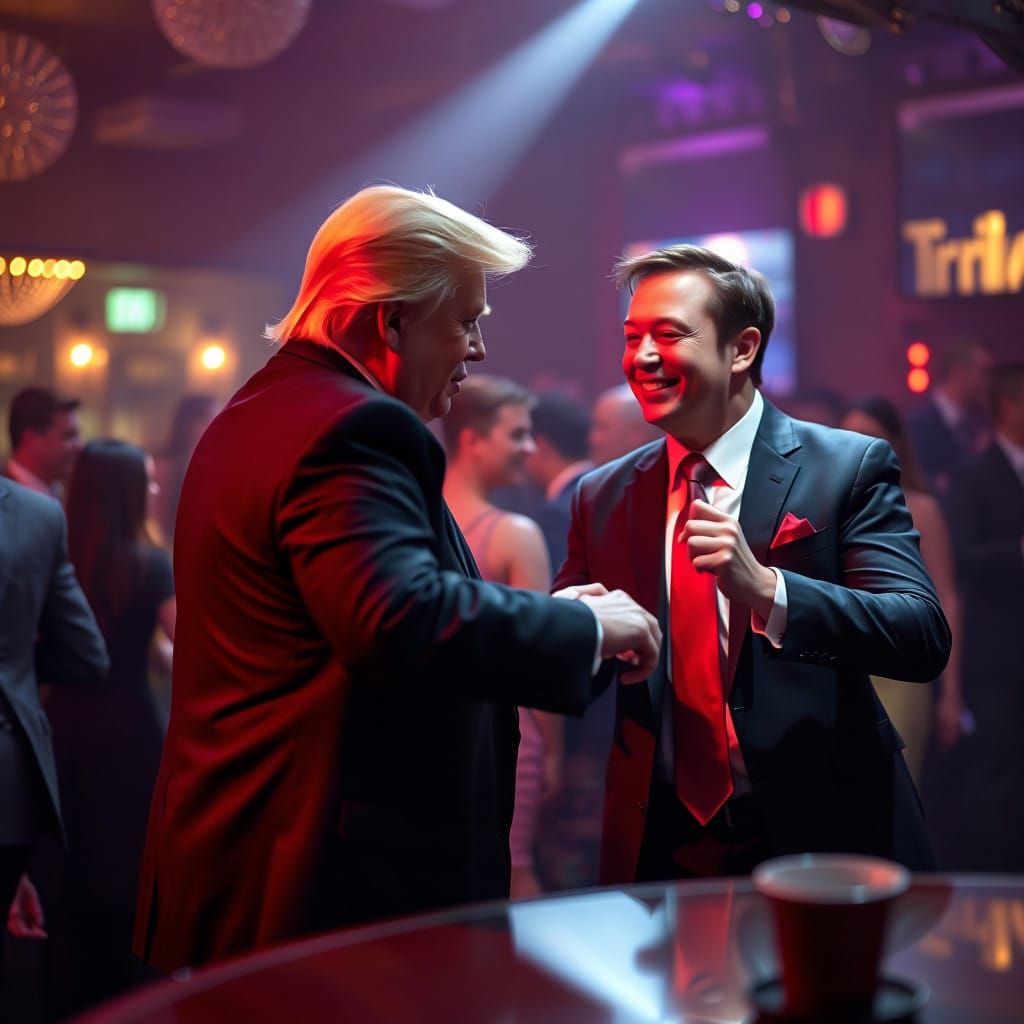 Trump and Musk Dance the Night Away in a Vibrant C... - AI Art