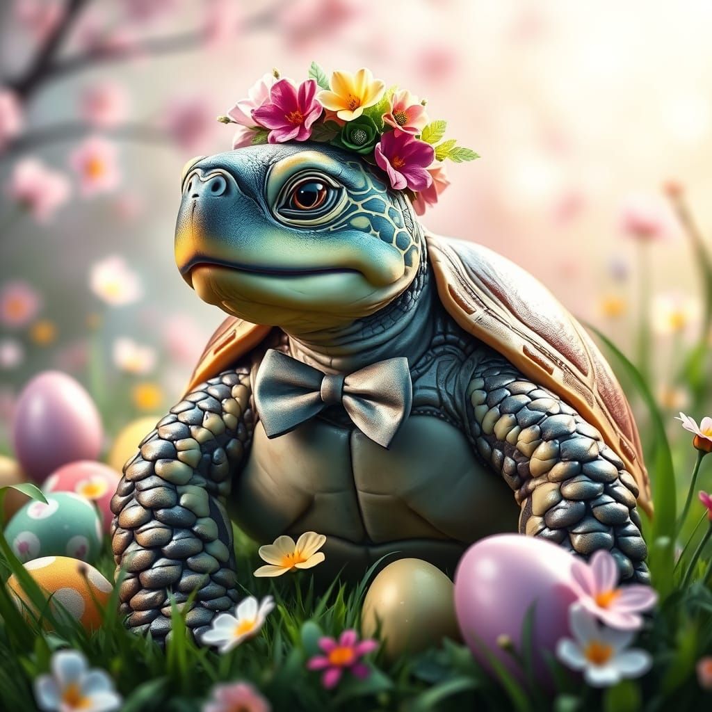 Turtle in an Easter-Scene masterpiece : Hyperrealistic, splash art ...