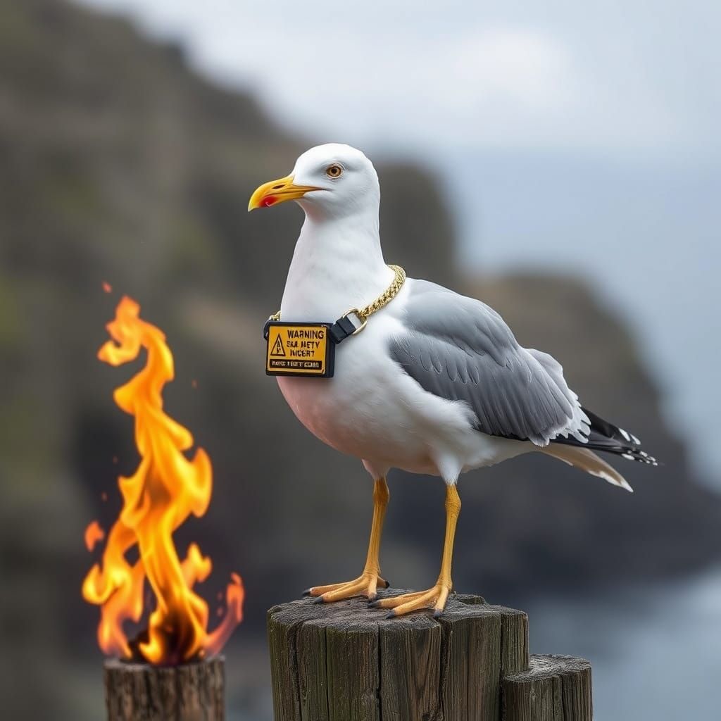 Simon the Safety Seagull Warns Against Unattended ... - AI Art
