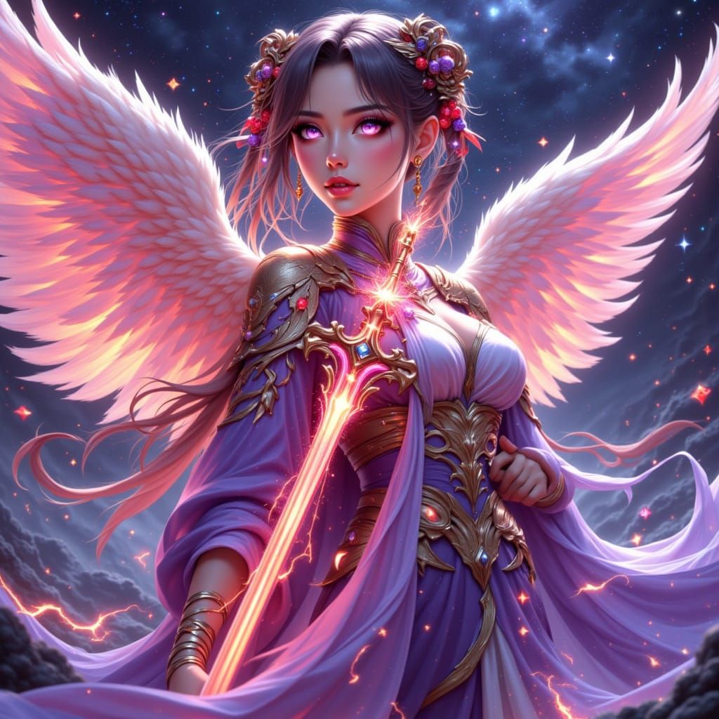 fantasy celestial background, a kawai...