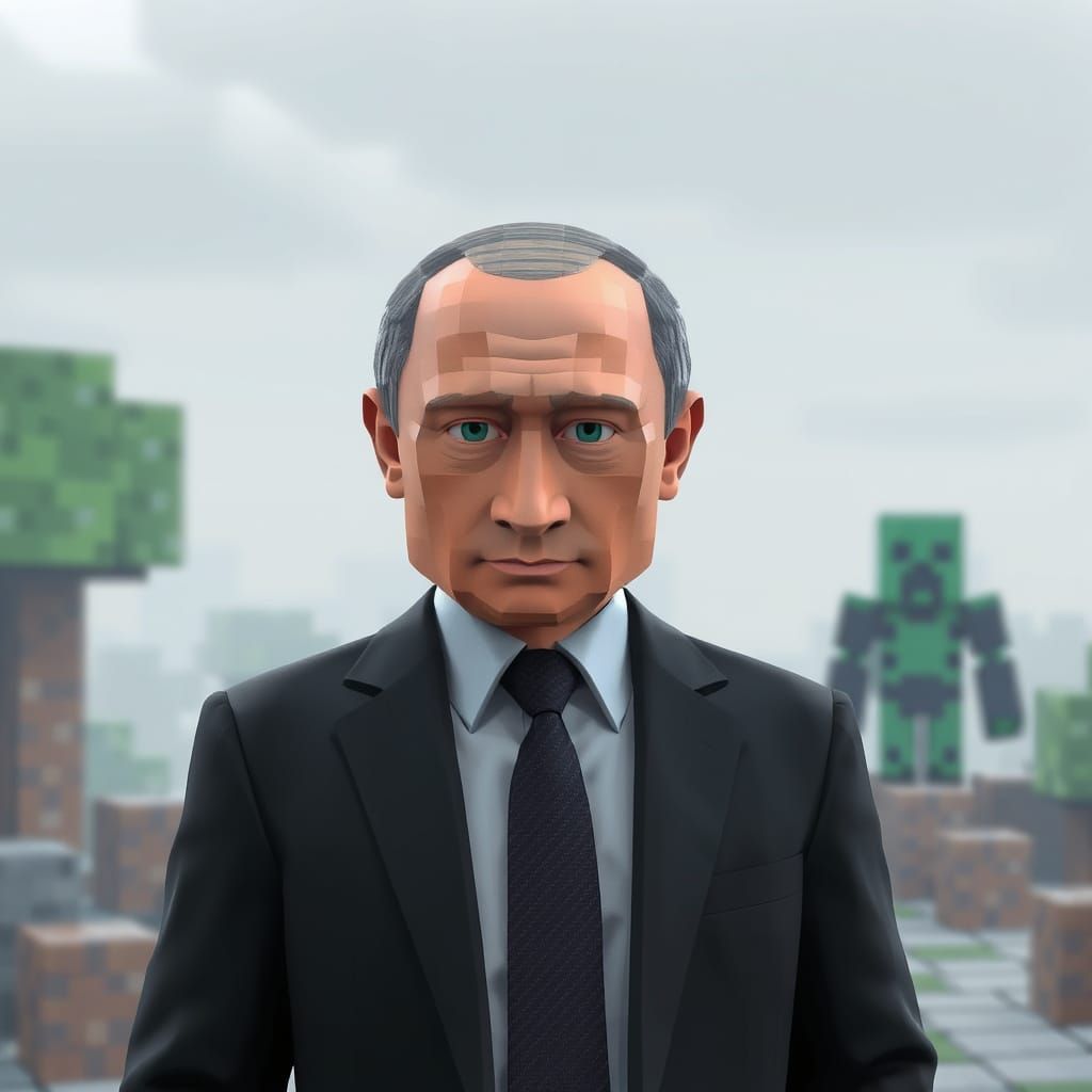 Vladimir Putin as a Pixelated Minecraft Character - AI Art