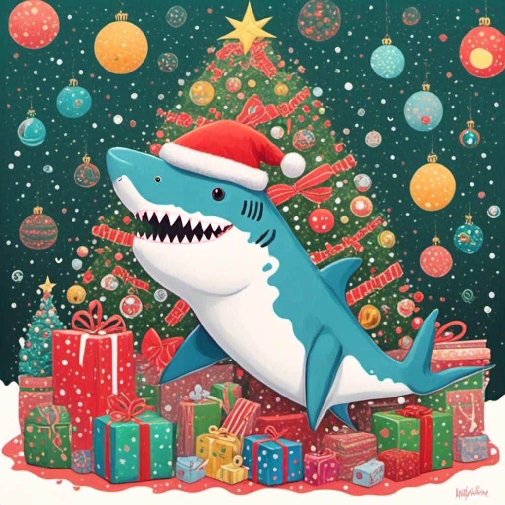 Christmas shark - AI Generated Artwork - NightCafe Creator