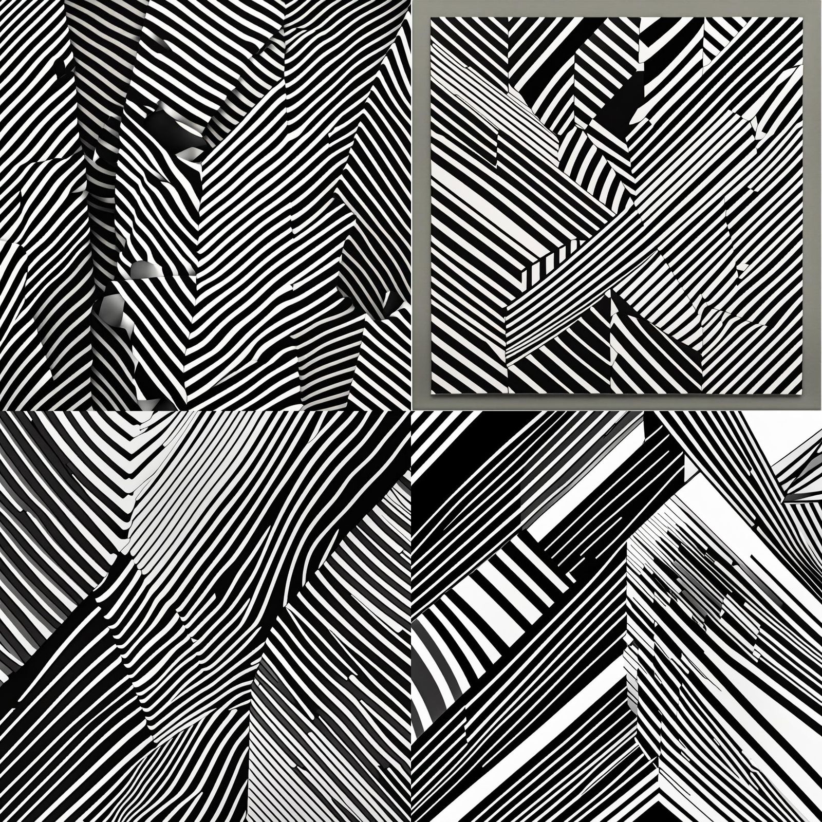A minimalist pattern of black and white lines crossing each other at different angles. -- q1.2 ...