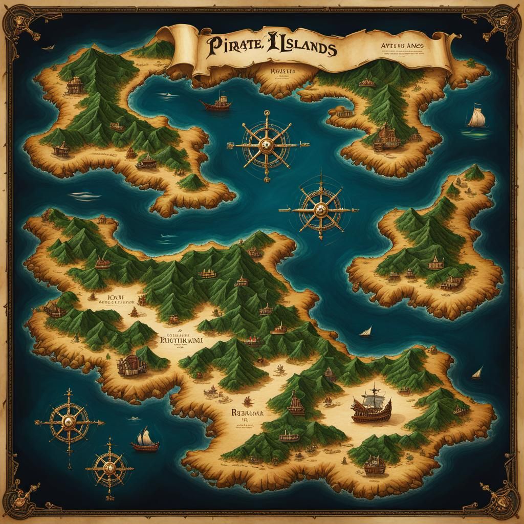 Pirate islands map - AI Generated Artwork - NightCafe Creator